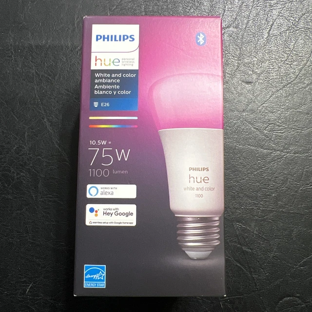 PHILIPS HUE A19 75W Smart LED Bulb E26 WHITE AND COLOR AMBIANCE. FREE ...