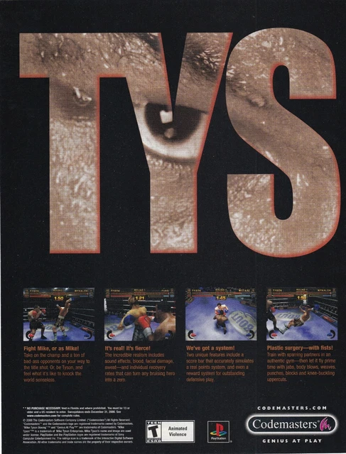 SONY PLAYSTATION PS1 MIKE TYSON BOXING videogame two-page magazine ...
