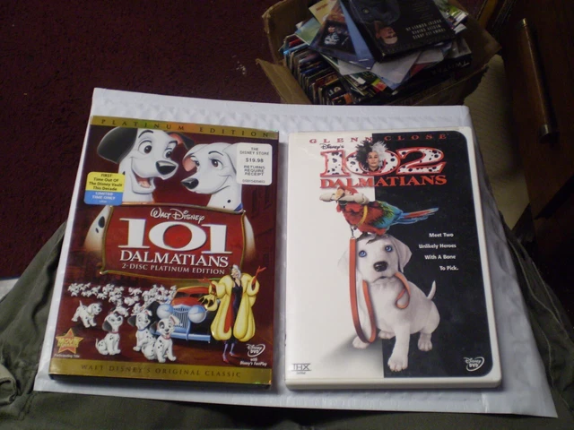 (2) DISNEY 101 & 102 Dalmatians DVD Lot: Platinum Edition + Live Action ...