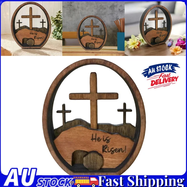 CHRISTIAN EASTER DECOR, He is Risen, Easter Jesus Wooden Tabletop ...