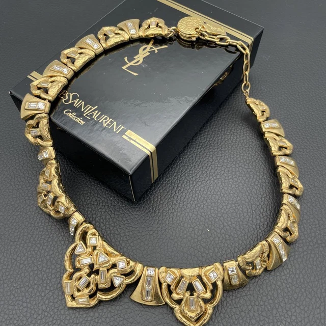 YVES SAINT LAURENT YSL Gold Color Choker Vintage Necklace From JP £649. ...