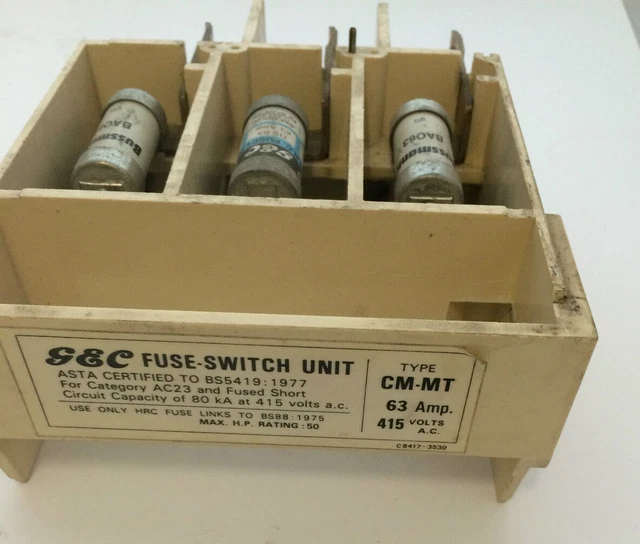 GEC FUSE SWITCH Unit Carrier 63Amp CM-MT 3 Phase 63 A Cartridge only £ ...