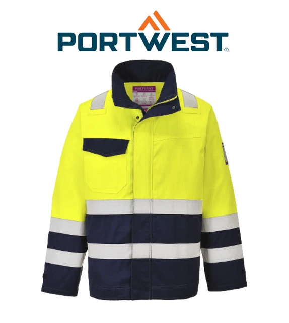 PORTWEST MENS HI-VIS Modaflame Jacket Reflective Strips CE-CAT III Jacket MV25 £93.74 - PicClick UK