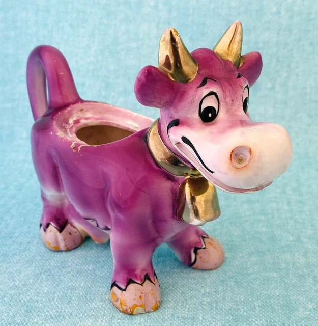 RARE VTG KELVIN Exclusives Japan Ceramic Happy Purple Cow Creamer ...