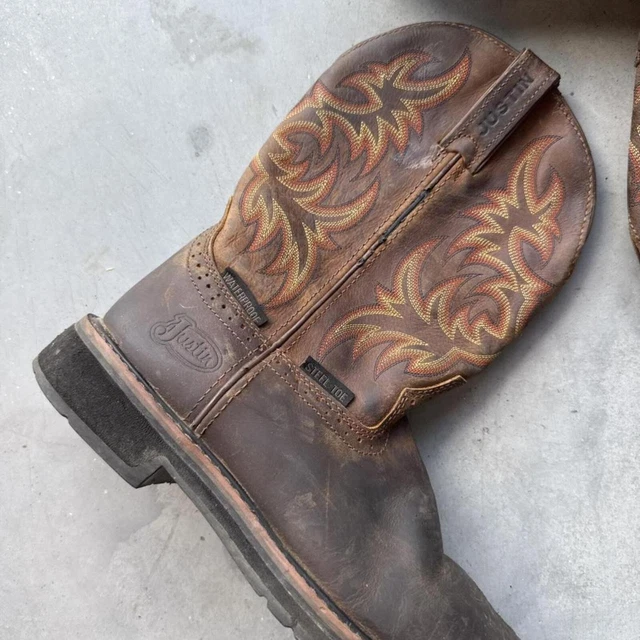 JUSTIN STEEL TOE Cowboy Boots £35.74 - PicClick UK