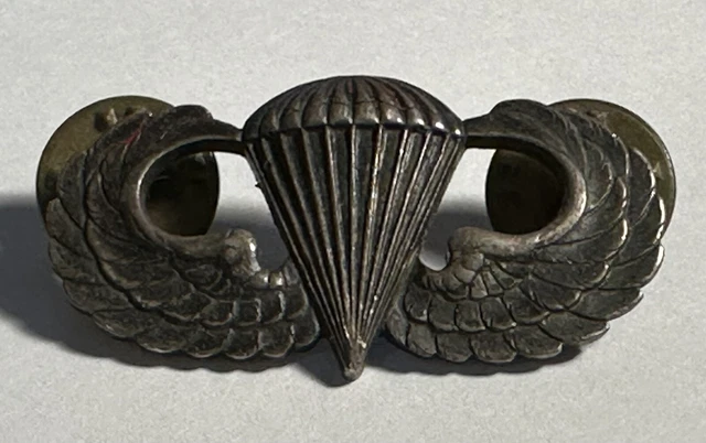 WWII PARATROOPER US Army Airborne Jump Wing Sterling Silver Pin Badge £ ...