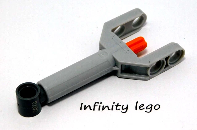 2 LEGO TECHNIC Light Grey Linear Actuator Mini Dark Gray Head Orange ...