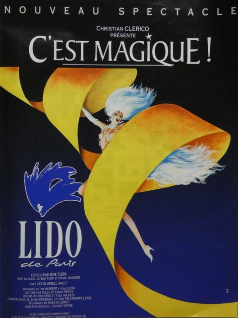 PUBLICITÉ DE PRESSE 1994 Lido De Paris C'est Magique Christian Clerico ...