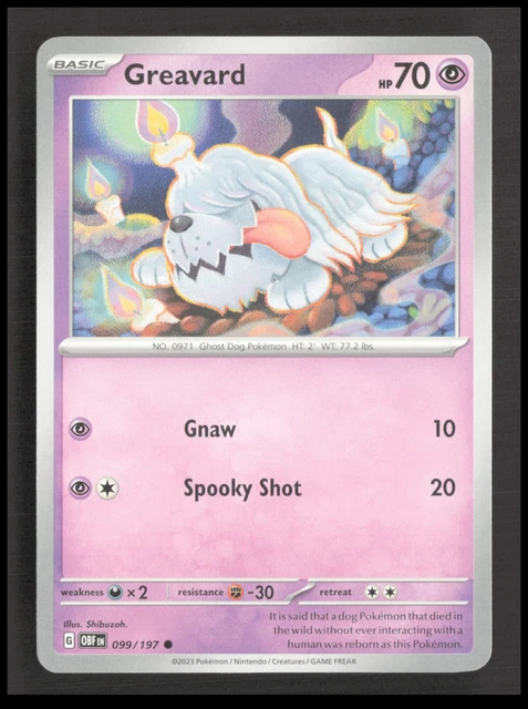 GREAVARD 099/197 COMMON SV03: Obsidian Flames Pokemon tcg Card CB-1-3-C ...