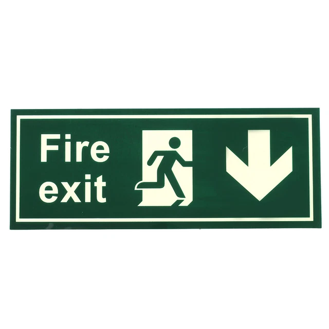 FIRE SAFETY EXIT Sign Warning Guidance Signage Luminous for Stairway ...