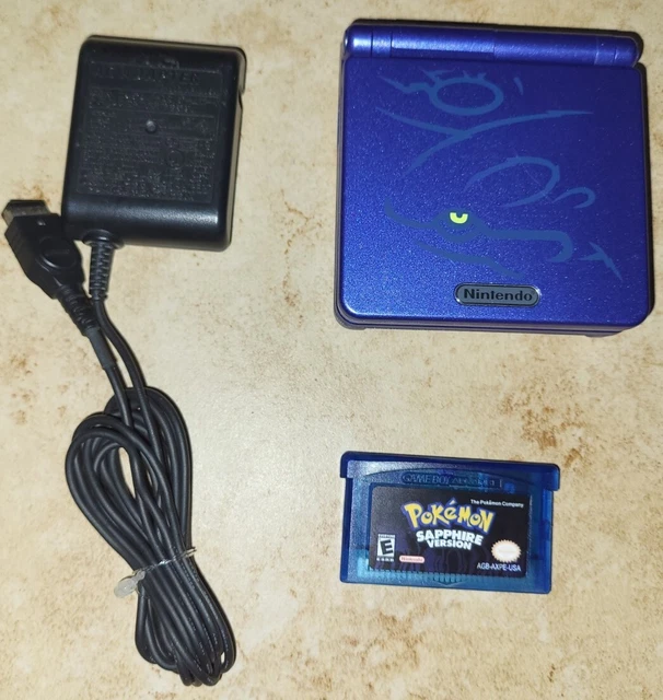 NINTENDO GAMEBOY ADVANCE SP AGS 101 GBA Kyogre Shell + Pokemon Sapphire ...