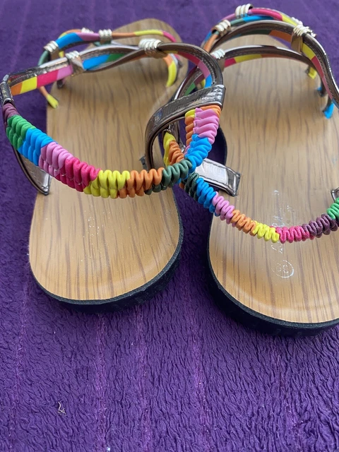 LIBRA POP MULTI-COLOUR Flat Sandals Size 6/39. £6.99 - PicClick UK