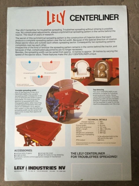 LELY CENTRELINER SPREADER TRACTOR BROCHURE, CLASSIC 80s FORD FARM MODEL ...