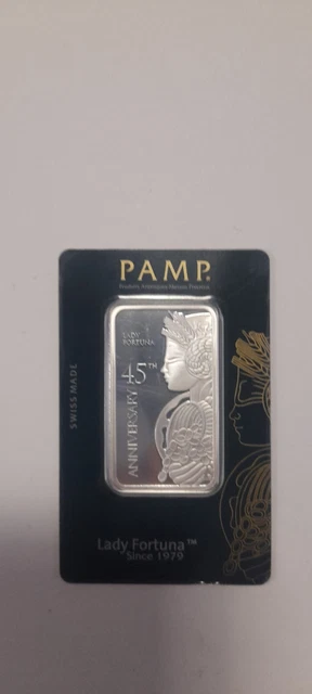 SILVER 1OZ BAR PAMP 45 Anniversary £66.99 - PicClick UK