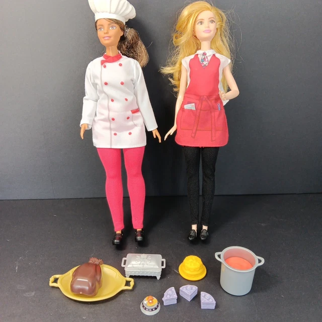 BARBIE CHEF + Waiter With Accessories Set Of 2 Dolls CN Read ...