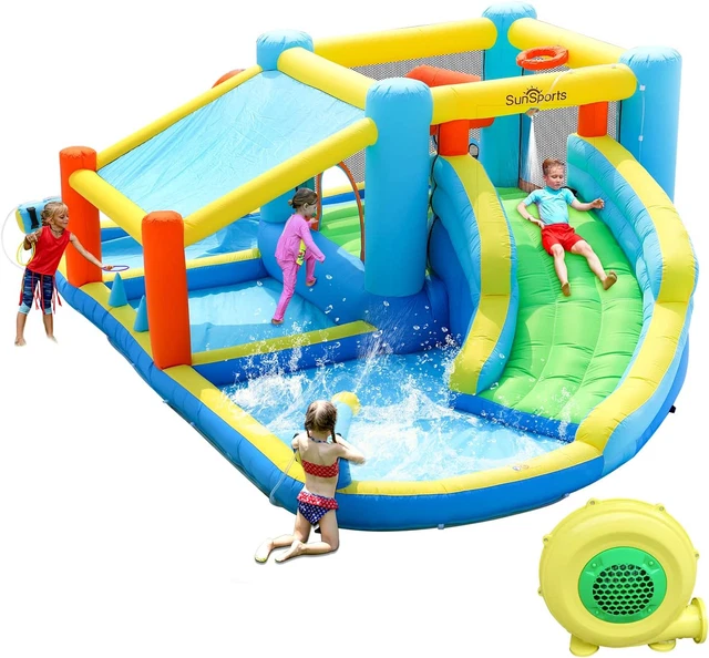 WATER INFLATABLE BOUNCE House Slide Blower Kids Pool Park Climbing ...