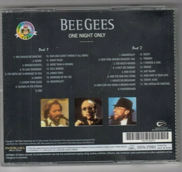 BEE GEES TOUR LIVE - One Night Only !! - Rare Disc VCD Video Cd - Las ...