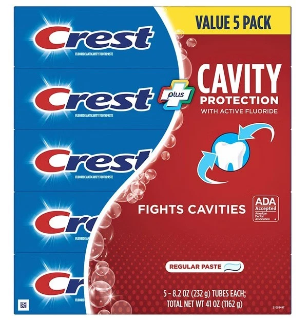 CREST PLUS CAVITY Protection Toothpaste, Regular Paste, 232 g (5 Pack ...