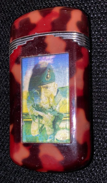 VINTAGE FAUX TORTOISE Shell Cigarette Lighter With Flicker War Green ...