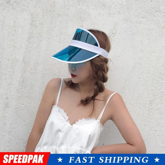 CHILD KIDS TENNIS Beach Colored Plastic Clear Transparent Sun Visor Hat ...