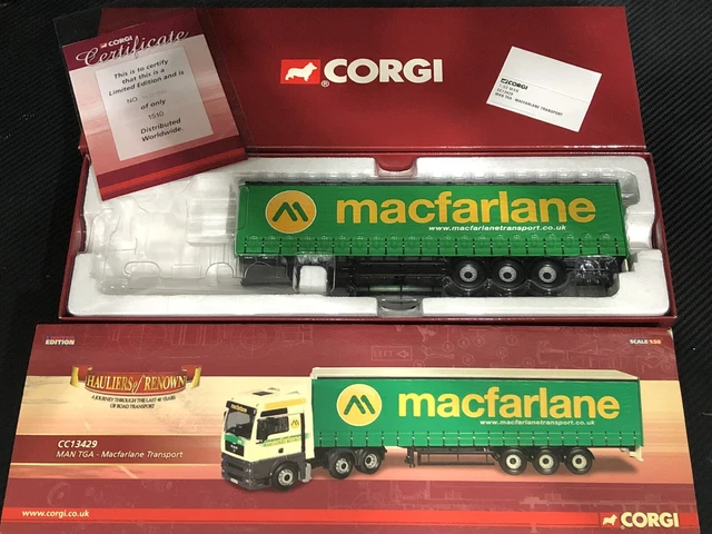 CORGI 1:50 CC13429 MAN TGA MACFARLANE TRANSPORT BOXED Code 3 Trucks ...