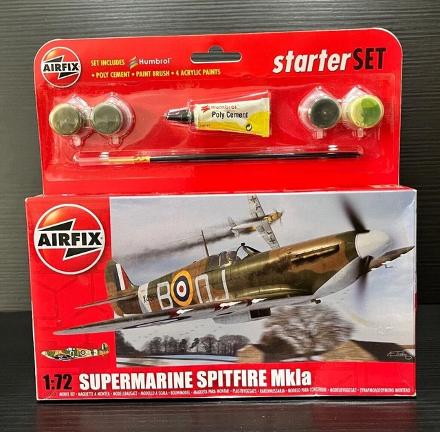 AIRFIX SUPERMARINE SPITFIRE Mk1a Starter Set 1:72 Aircraft Model Kit AA55100 £9.99 - PicClick UK