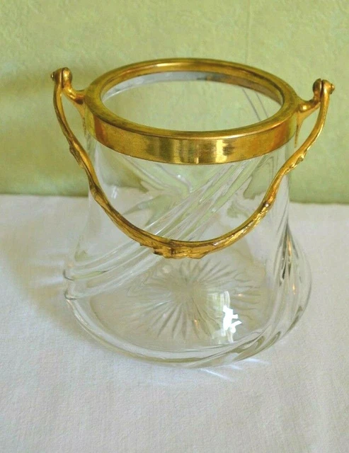 SEAU À BISCUITS Cristal Taillé Monture Dorée Art Nouveau EUR 90,00 ...
