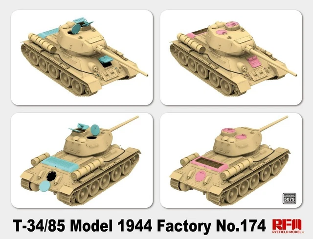 RYEFIELD MODEL RFM RM-5079 1/35 T-34/85 Model 1944 Factory No.174 $55.99 - PicClick CA
