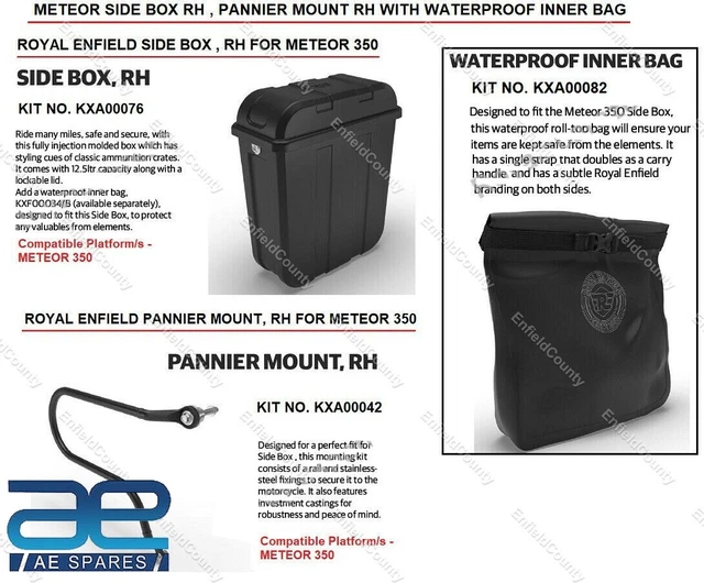 FOR ROYAL ENFIELD Meteor 350 cc Side Box RH & Mount Kit Waterproof ...