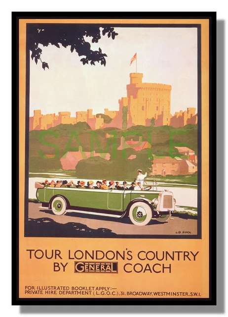 LONDON GENERAL ADC charabanc Windsor Castle repro poster Black 1926 ...