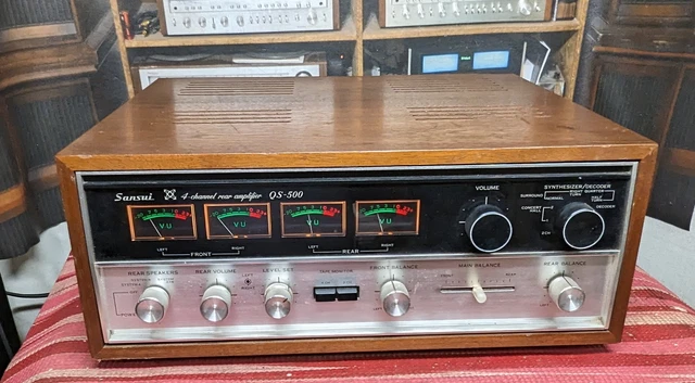 SANSUI QS-500 4 channel rear amplifier. Vintage unit with wood case ...