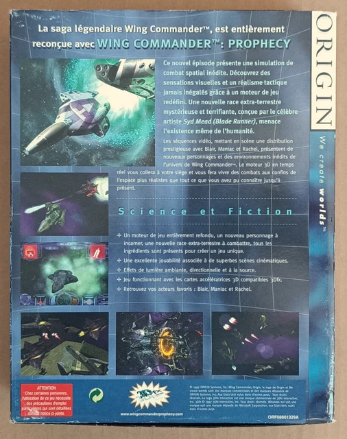 ANCIEN JEU PC CD BIG BOX VF WING COMMANDER PROPHECY de chez ORIGIN EUR ...