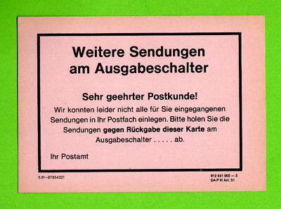 ALTER PAKETSCHEIN ABHOLSCHEIN Postschein vermutlich DDR (Dokument ...