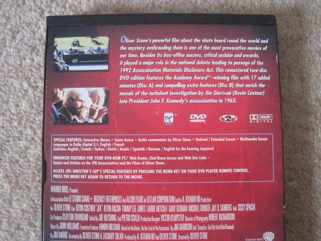 JFK DVD SPECIAL edition director's cut Oliver Stone Collection - Kevin Costner £1.00 - PicClick UK
