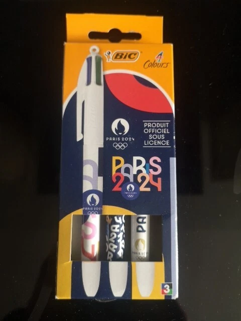 LOT STYLOS BIC 4 couleurs JO Jeux Olympiques Paris 2024 EUR 27,00 ...