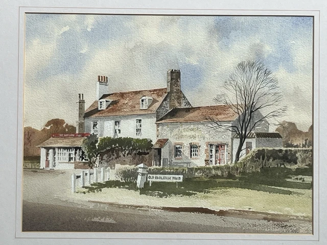 JOHN CHISNALL B1943 - Signed watercolour - The Harrow Inn - Warlingham ...