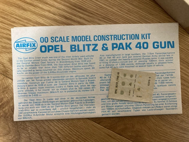 AIRFIX HO/OO OPEL Blitz + Pak 40 Model Kit, complete, sealed bag £7.04 ...