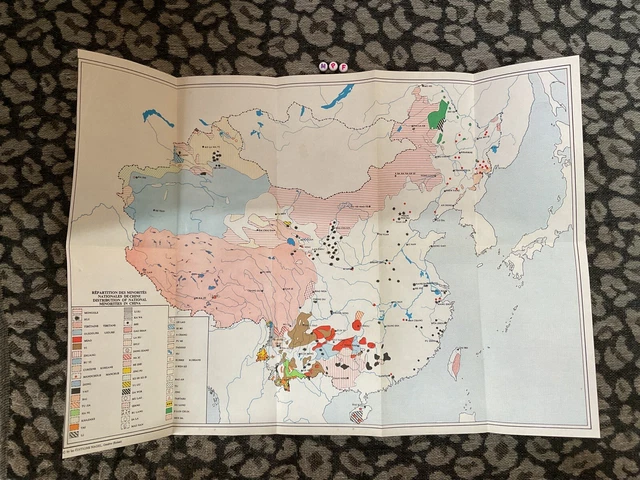 RARE VINTAGE CHINA Chinese Map Plan , Showing Asian Chinese Minorities ...