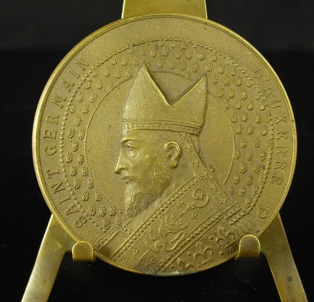MÉDAILLE SAINT GERMAIN D'Auxerre par l'abbé A J Corbierre 51 mm 55 g ...