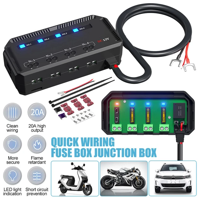 4 WAY FUSE And Relay Box Quick Wiring 12V 20A With LED Indicator For ...
