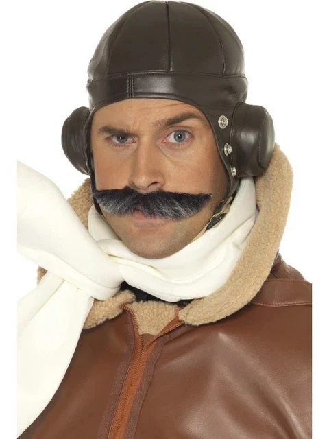 ADULT FLYING HELMET Aviator Pilot Chubby Biggles Fancy Dress Accessory ...