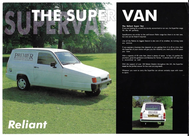 RELIANT ROBIN SUPER Van Mid 1990s UK Market Single Sheet Sales Brochure ...