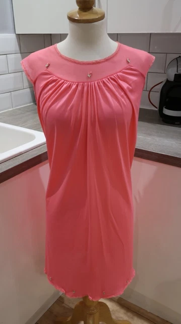 VINTAGE HENSON KICKERNICK Dainty Pink Silky Nylon Nightie/Nightgown ...