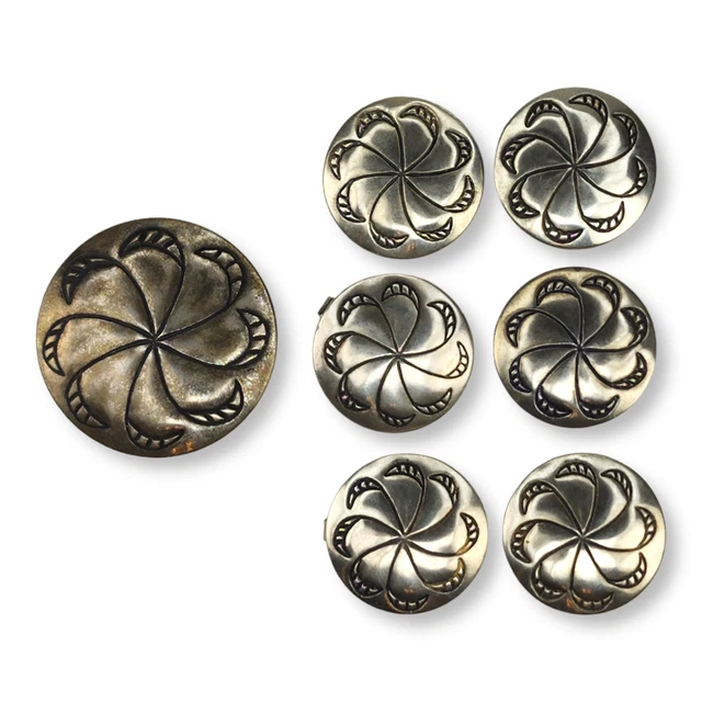 VINTAGE STERLING SILVER Native American Southwestern Button Covers ...