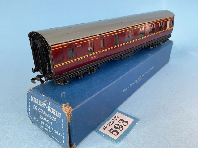 HORNBY DUBLO EARLY 32016 LMS Coach, Br/3rd GC, Boxed 3 Rail £13.99 ...