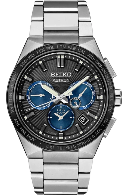 NEW SEIKO ASTRON GPS Solar Chronograph Titanium Black Dial Men's Watch ...