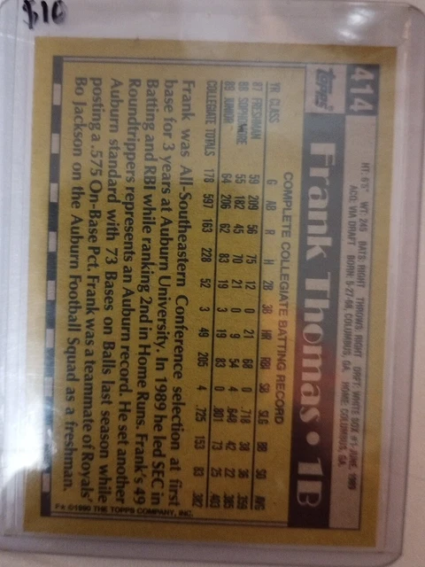 MULTIPLE ERROR 1990 Topps #414 Frank Thomas RC #1 Draft Pick 🙂 ...