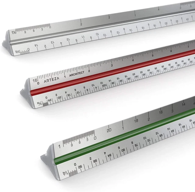ARCHITECTURAL SCALE RULER, 12-Inch Metal Architect Ruler, Aluminum ...