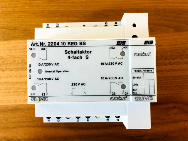 KNX EIB JUNG 4-fach Schaltaktor 2204.10 REG BS EUR 25,00 - PicClick DE