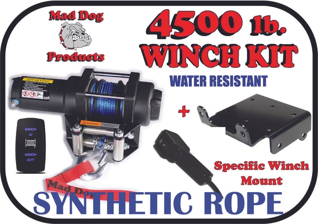 4500LB MAD DOG Synthetic Winch/Mount Kit for 2024-2025 Kawasaki Ridge ...